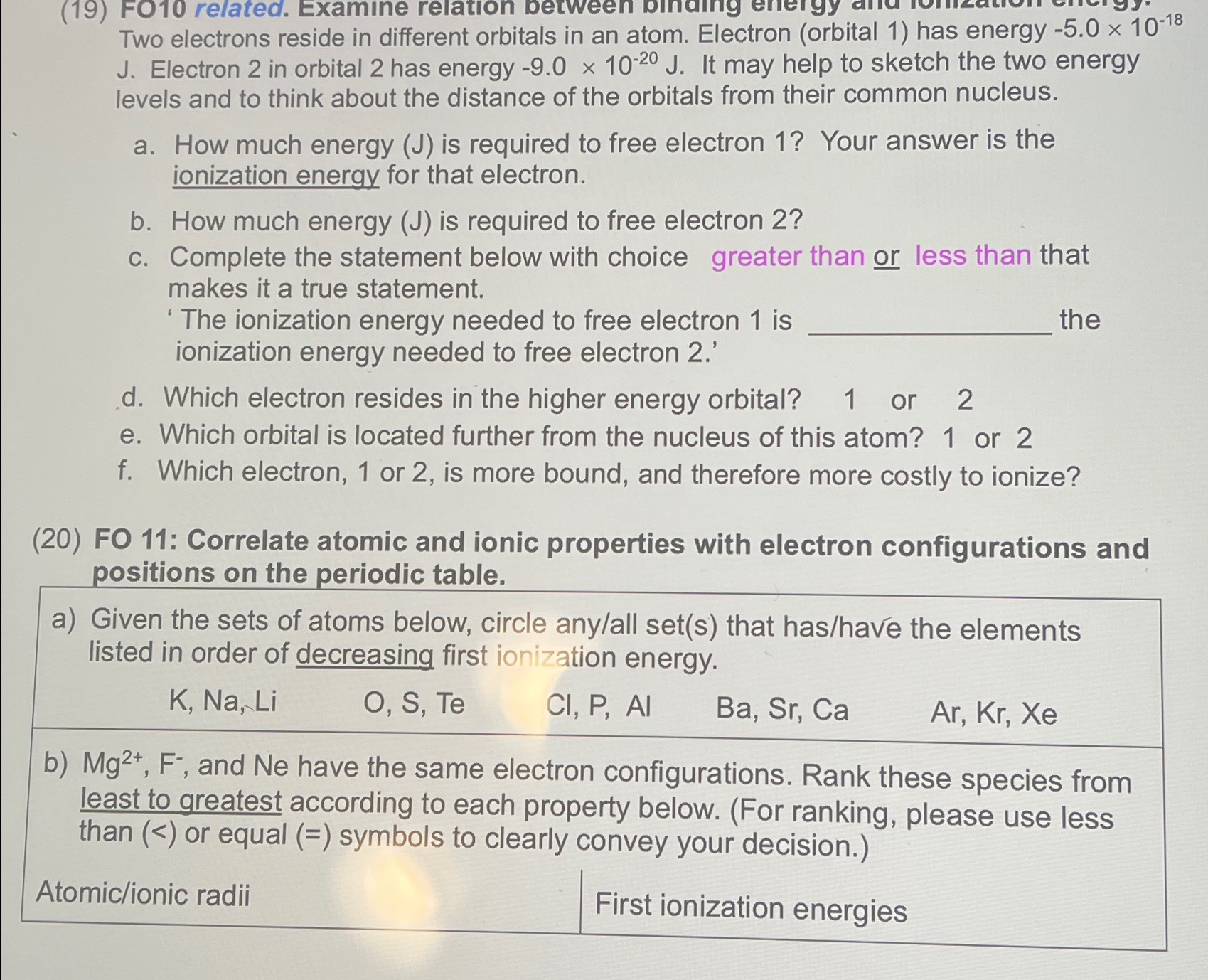 Solved Two electrons reside in different orbitals in an | Chegg.com