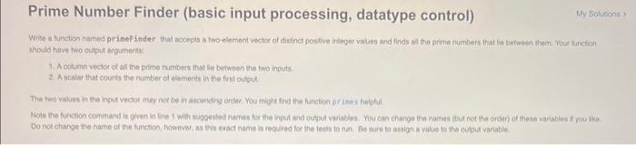 Solved Prime Number Finder (basic input processing, datatype | Chegg.com