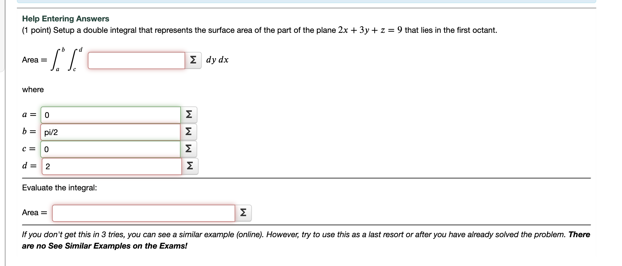 Solved Help Entering Answers(1 ﻿point) ﻿Setup a double | Chegg.com
