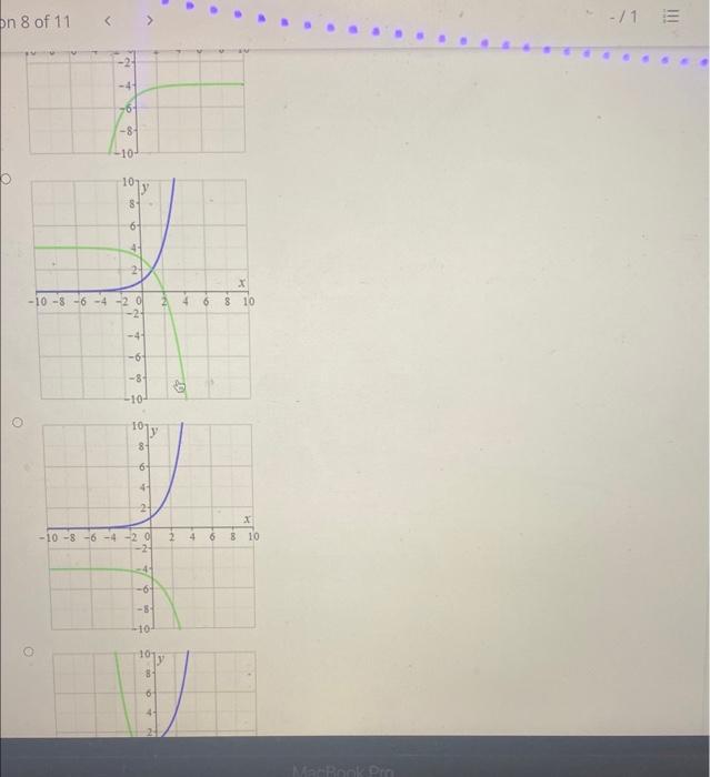 Solved (a) Given the graph of g(x)=2x below (blue), select | Chegg.com