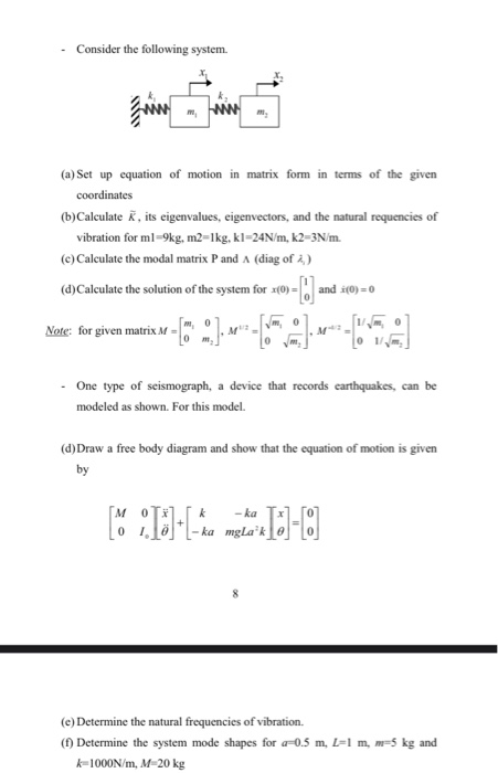 Solved Consider the following system. m. (a) Set up equation | Chegg.com