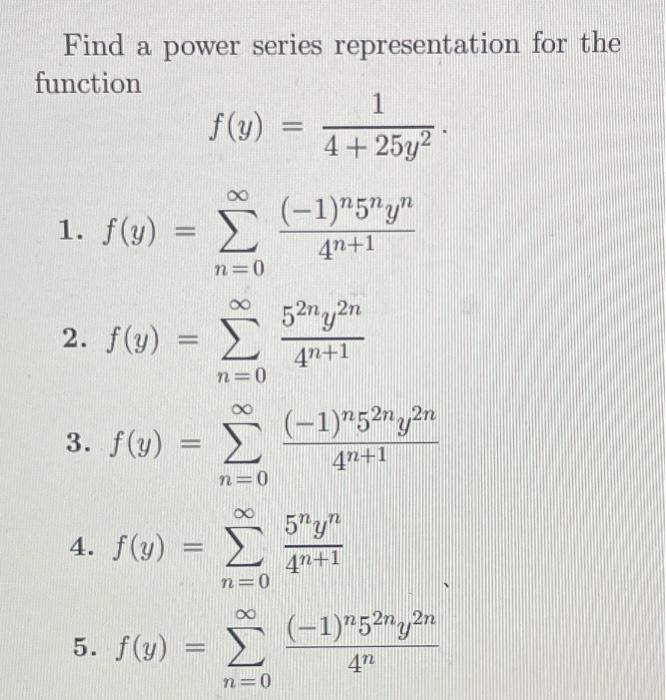 Solved Find a power series representation for the function | Chegg.com