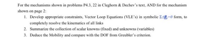 Solved For the mechanisms shown in problems P4,3,22 in | Chegg.com