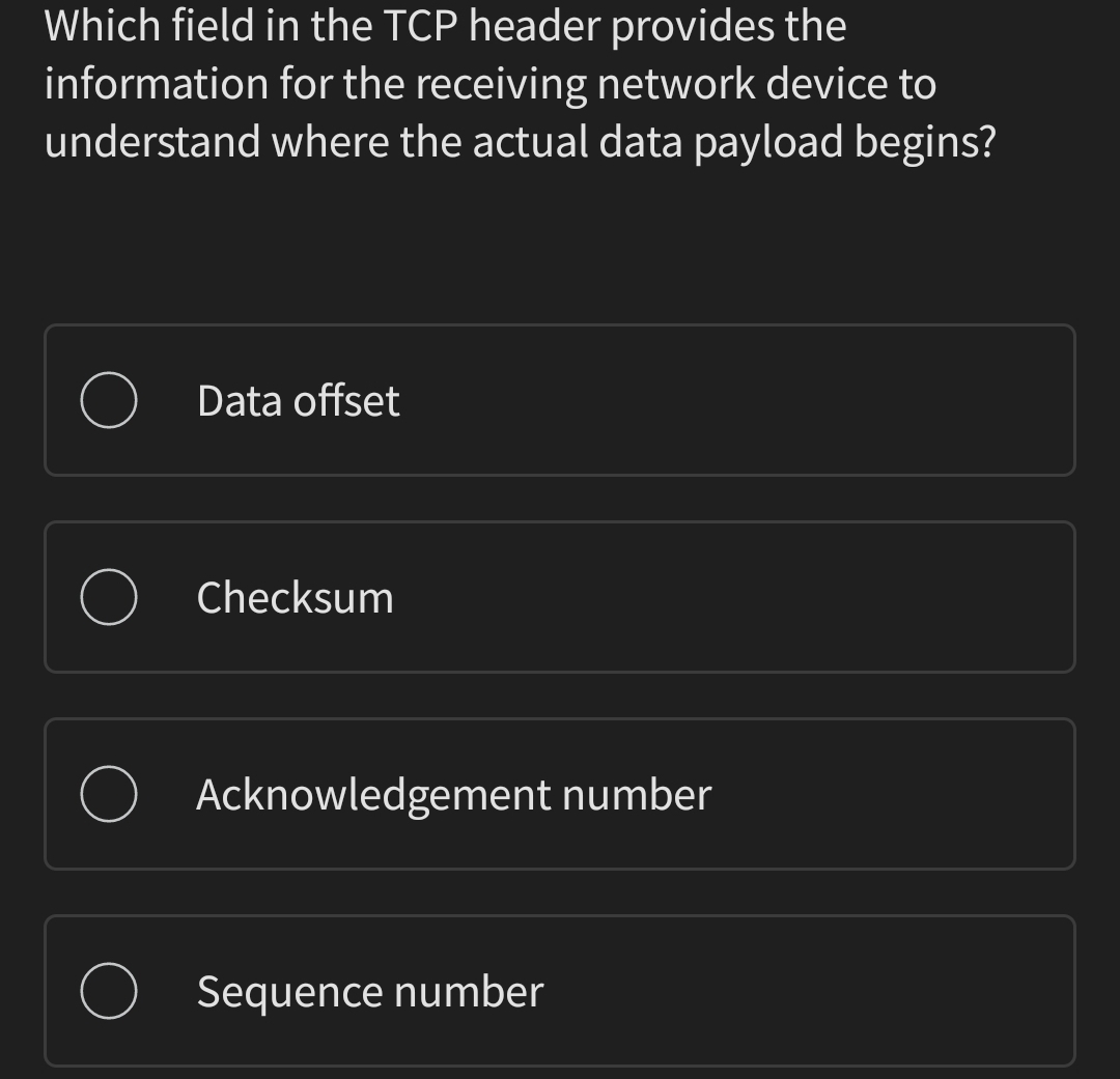 Solved Which field in the TCP header provides the | Chegg.com