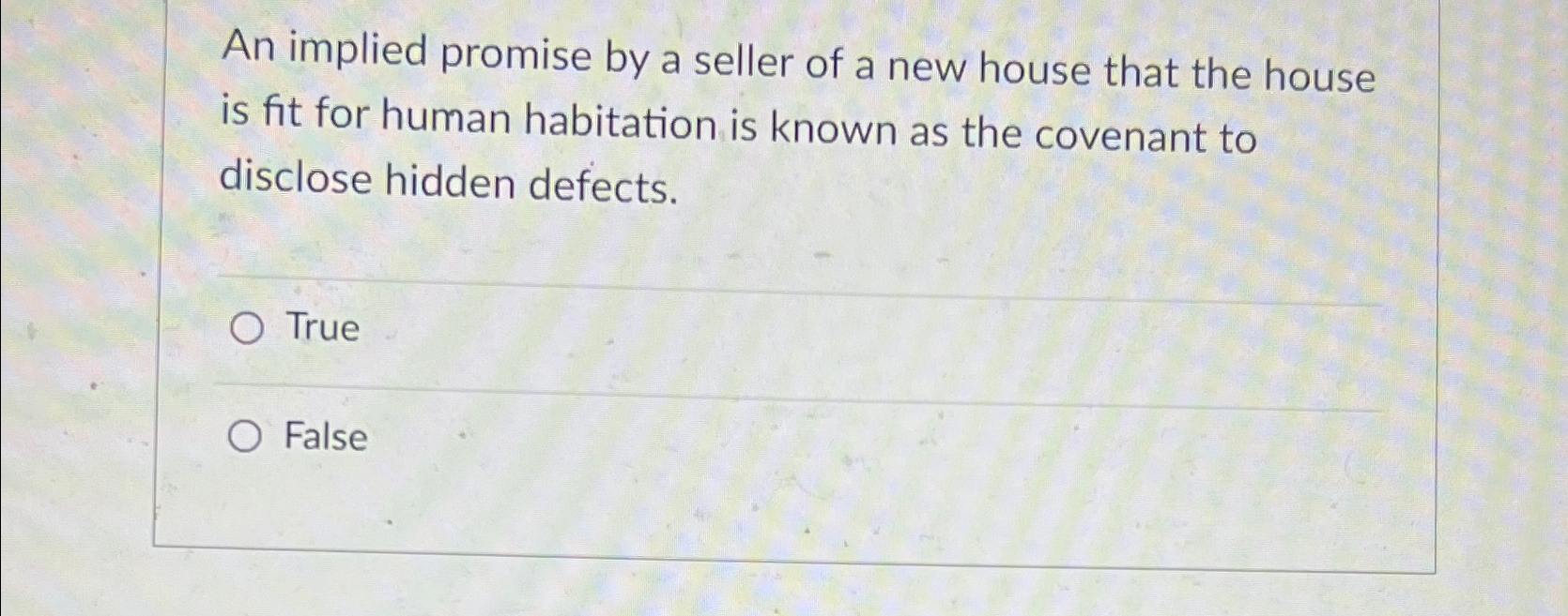 Solved An implied promise by a seller of a new house that | Chegg.com