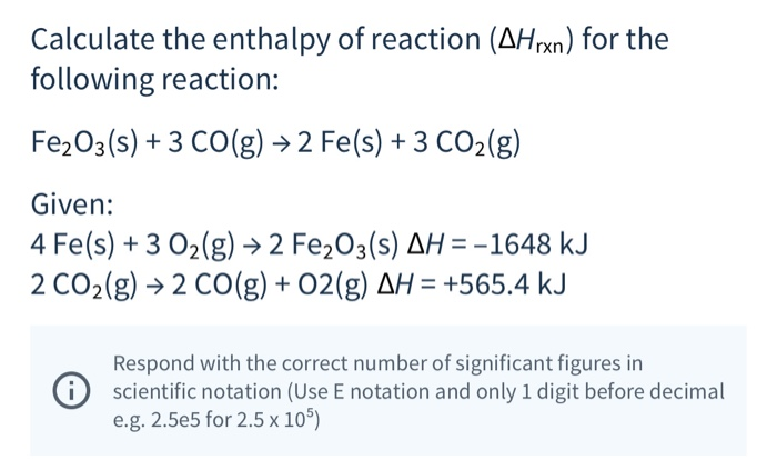 Solved Calculate the enthalpy of reaction (AHrxn) for the | Chegg.com