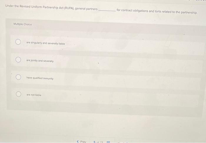 Solved Under the Revised Uniform Partnership Act (RUPA), | Chegg.com