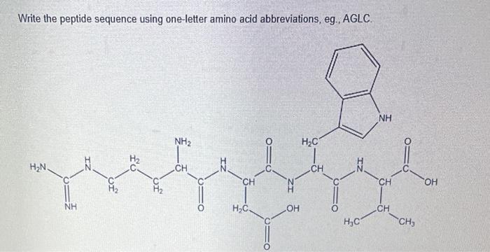 Solved Write the peptide sequence using one-letter amino | Chegg.com Solved Write the peptide sequence using one-letter amino | Chegg.com