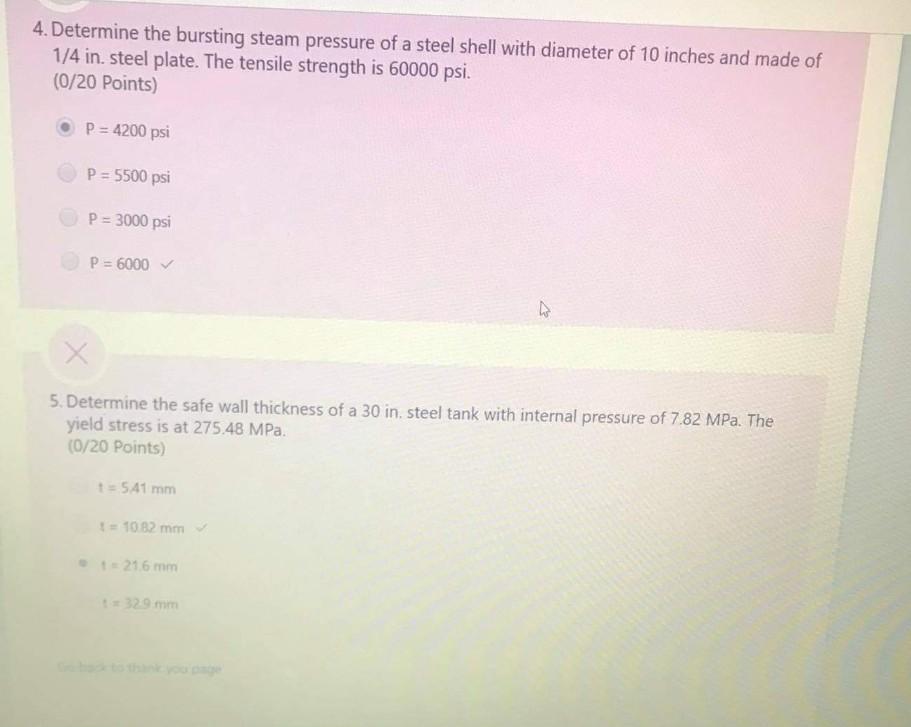 Solved 4. Determine the bursting steam pressure of a steel | Chegg.com