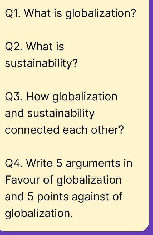 Solved Q1. ﻿What is globalization?Q2. ﻿What is | Chegg.com