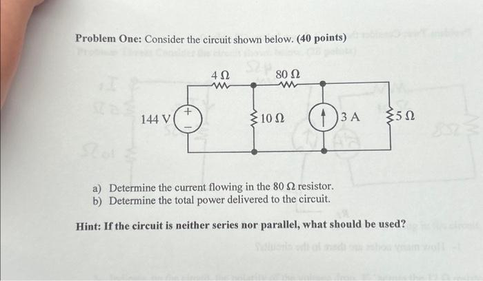 Solved Problem One: Consider the circuit shown below. (40 | Chegg.com