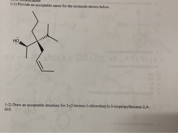 Solved TUJUTTUMelclature 1-1) Provide an acceptable name for | Chegg.com