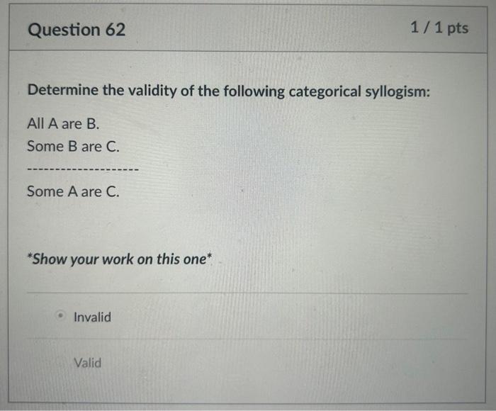 Determine the validity of the following categorical | Chegg.com