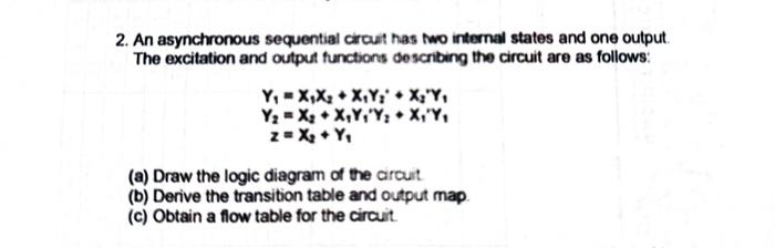 Solved 2. An asynchronous sequential circuit has two | Chegg.com