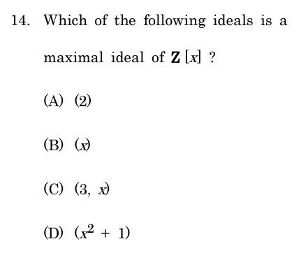 Solved 4. Which of the following ideals is a maximal ideal | Chegg.com