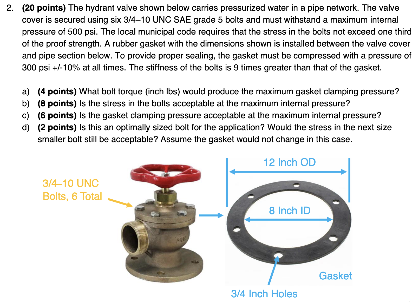 Solved 2. ( 20 ﻿points) ﻿The hydrant valve shown below | Chegg.com