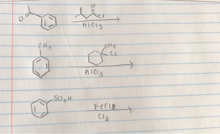 Solved AICIZ Hz AICZ S0₂H FeCl3 Cl2 | Chegg.com