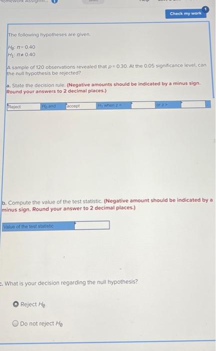 Solved The following hypotheses are given \\[ H_{0} \\cdot | Chegg.com