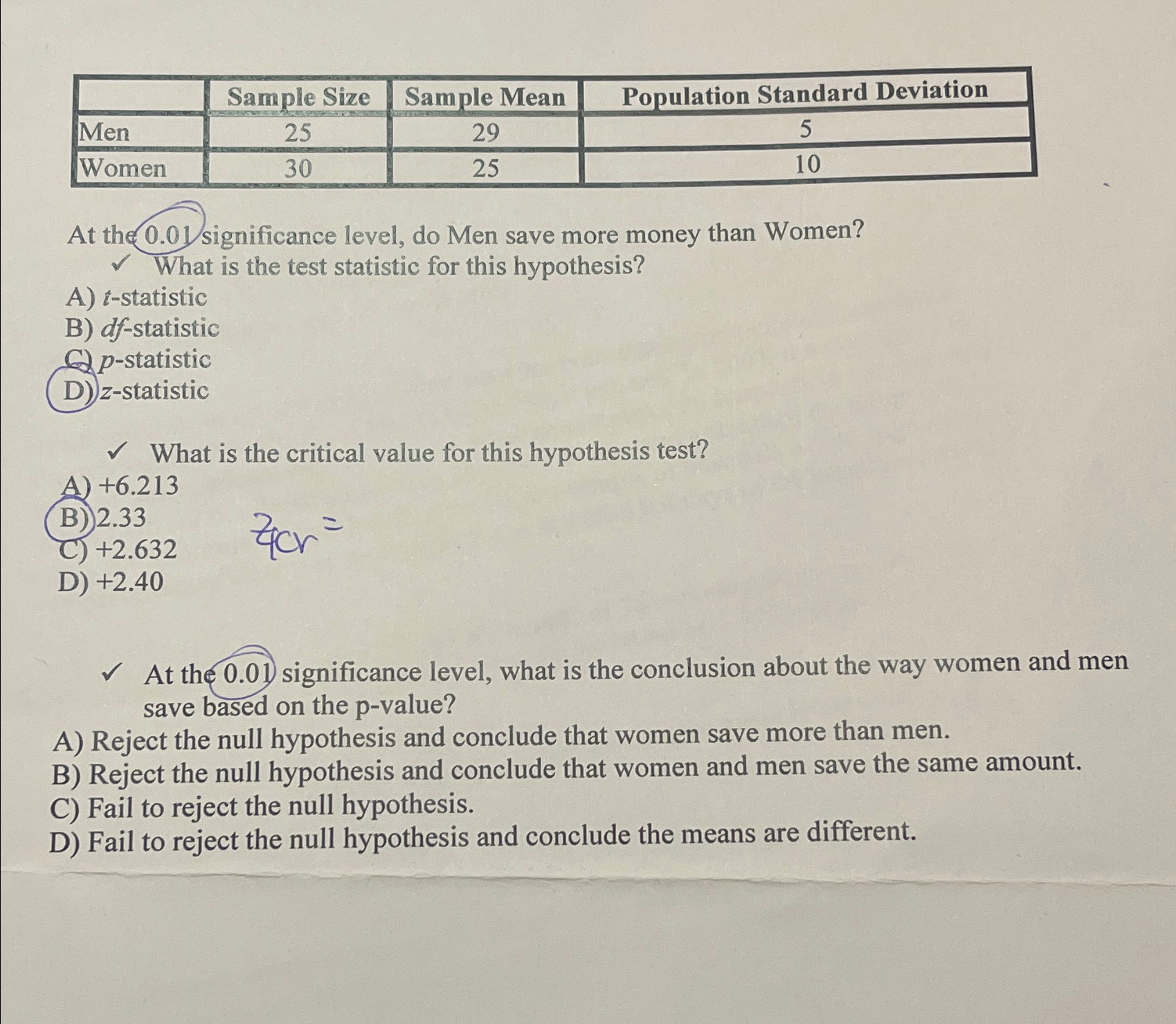 Solved \table[[,Sample Size,Sample Mean,Population Standard | Chegg.com