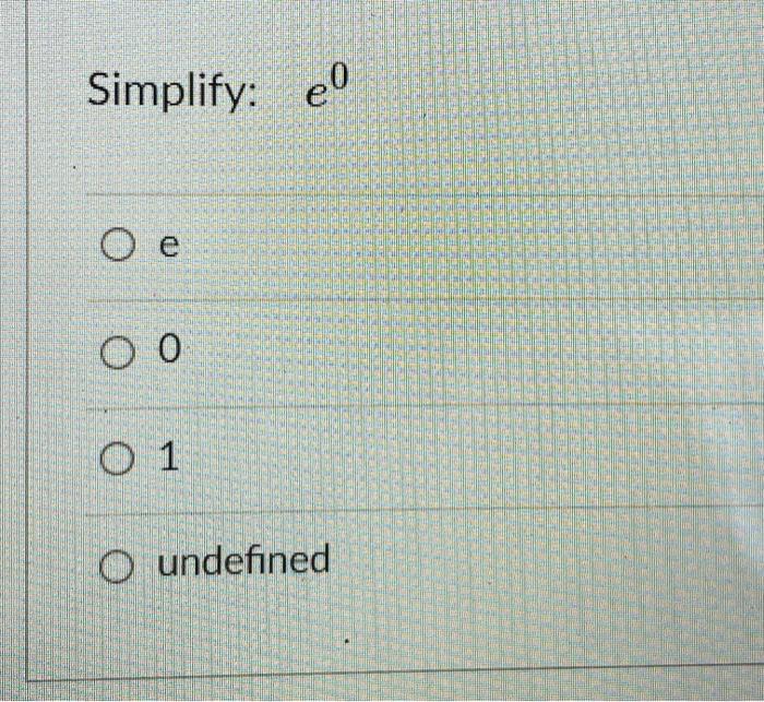 Solved Simplify: e Оe оо 0 1 o undefined | Chegg.com