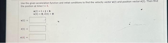 Solved Use the given acceleration function and initial | Chegg.com