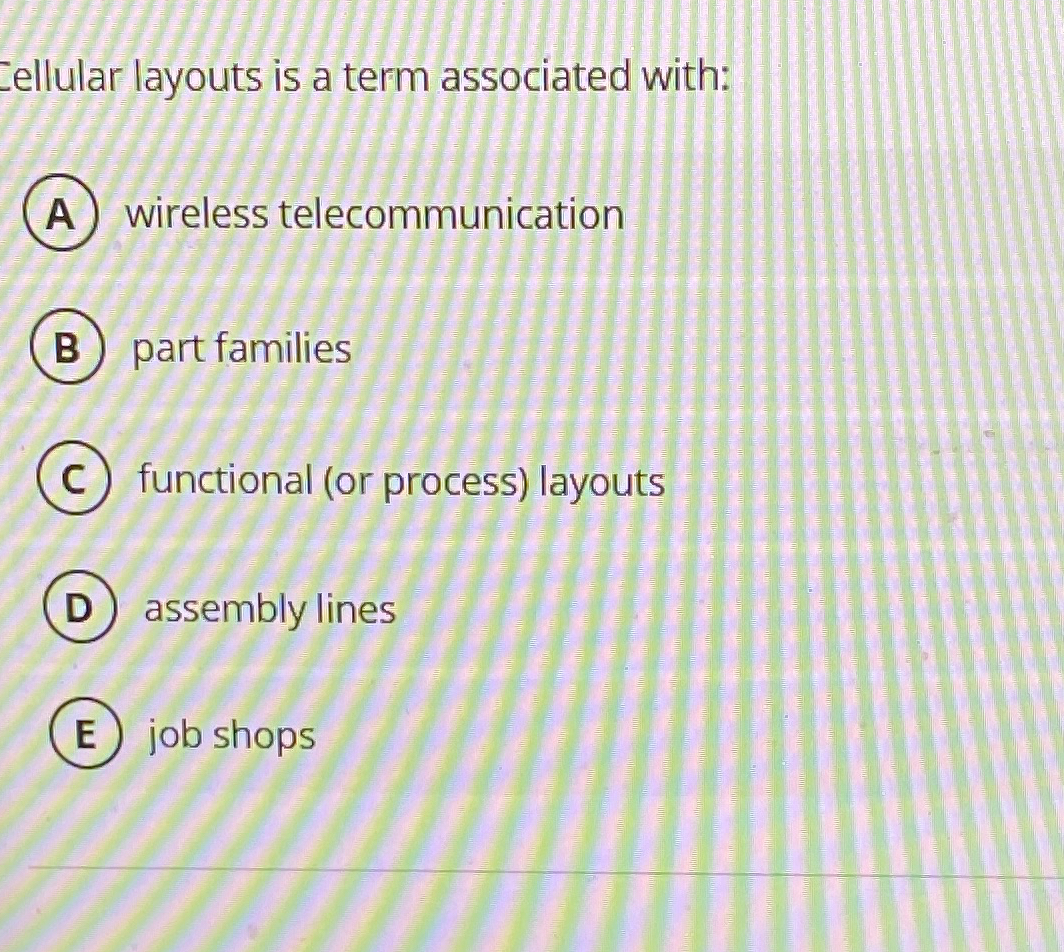 Solved Cellular layouts is a term associated with:wireless | Chegg.com