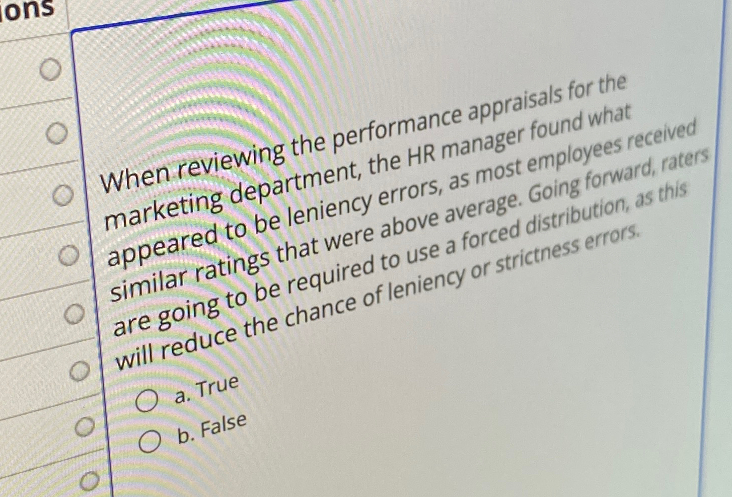 Solved When reviewing the performance appraisals for the | Chegg.com
