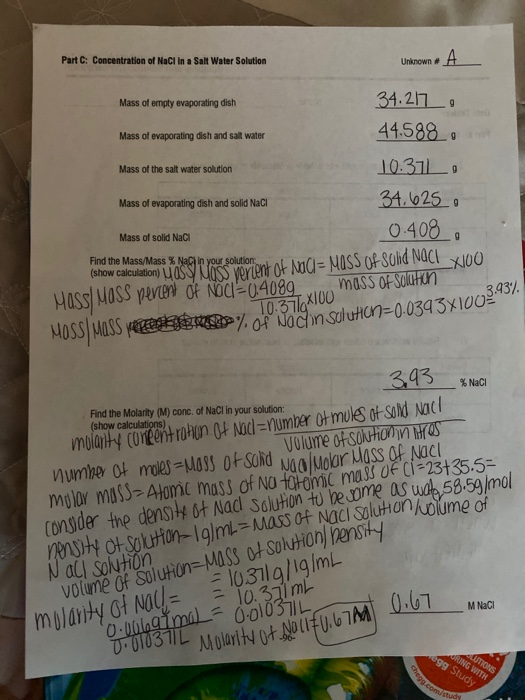 Solved CHEM 305 - Experiment Number 14 Solubility and | Chegg.com