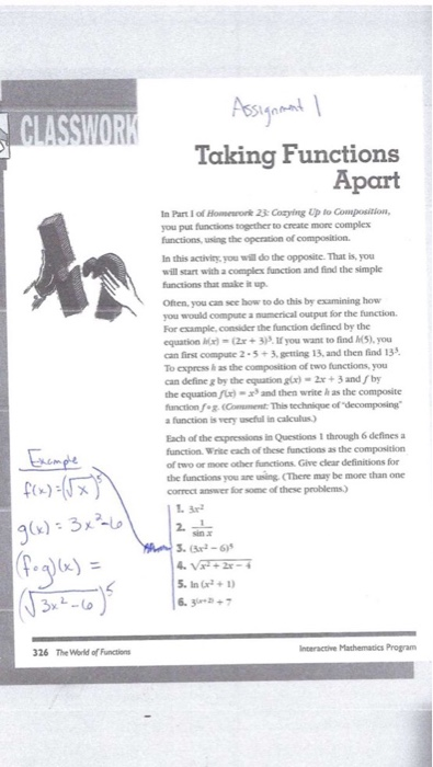 Solved Assignment | CLASSWORK Taking Functions Apart In Part | Chegg.com