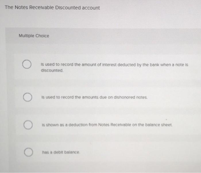 Solved The Notes Recelvable Discounted account Multiple | Chegg.com