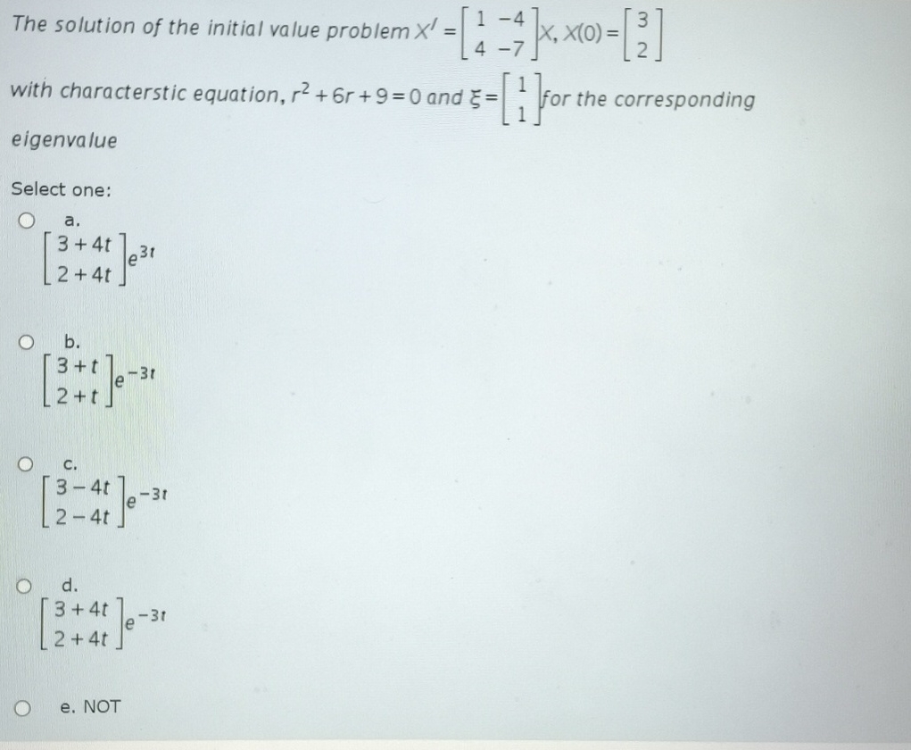 The solution of the initial value problem | Chegg.com