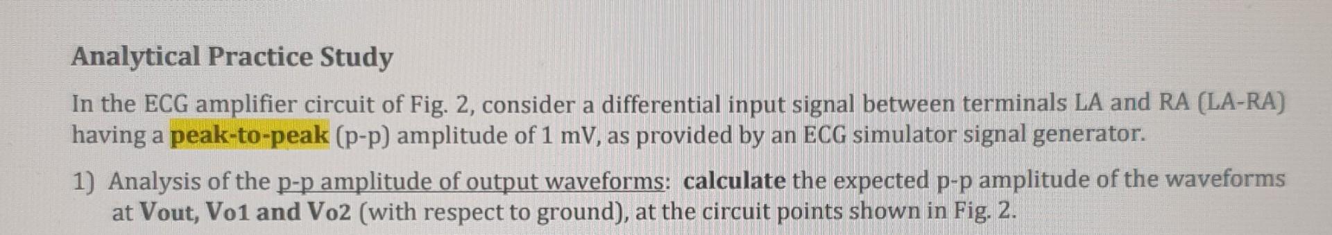 Solved a Analytical Practice Study In the ECG amplifier | Chegg.com