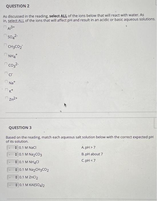 Solved As discussed in the reading, select ALL of the ions | Chegg.com