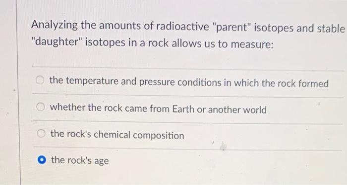 Solved Analyzing the amounts of radioactive "parent" | Chegg.com