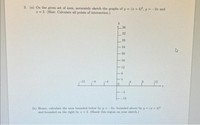 Solved 3. (a) On the given set of axes, accurately sketch | Chegg.com