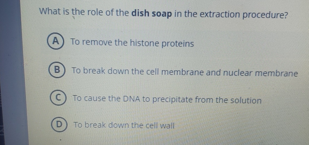 Solved What is the role of the dish soap in the extraction | Chegg.com