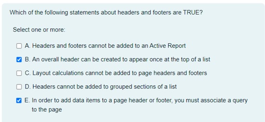 Solved Which of the following statements about headers and | Chegg.com