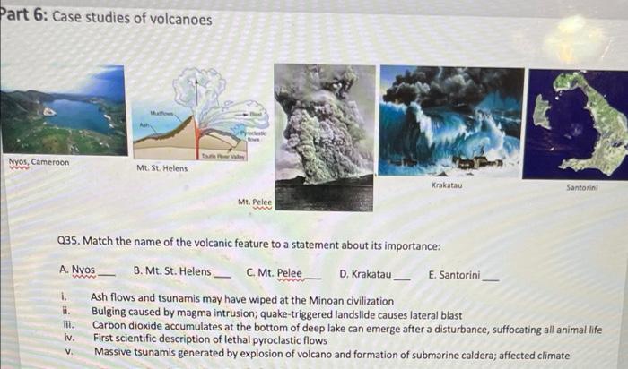 Solved Part 6: Case studies of volcanoes Q35. Match the name | Chegg.com