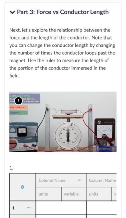 Solved Part 3: Force vs Conductor Length Next, let's explore | Chegg.com