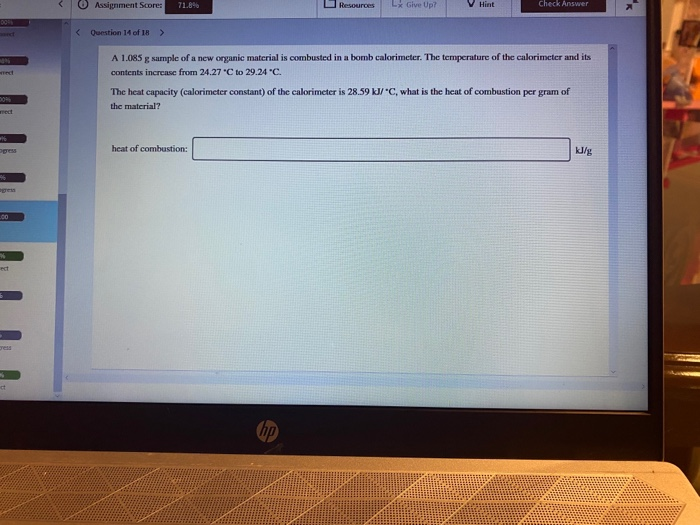 Solved O Assignment Scores 71.8% Resources LX Give Up? Hint | Chegg.com