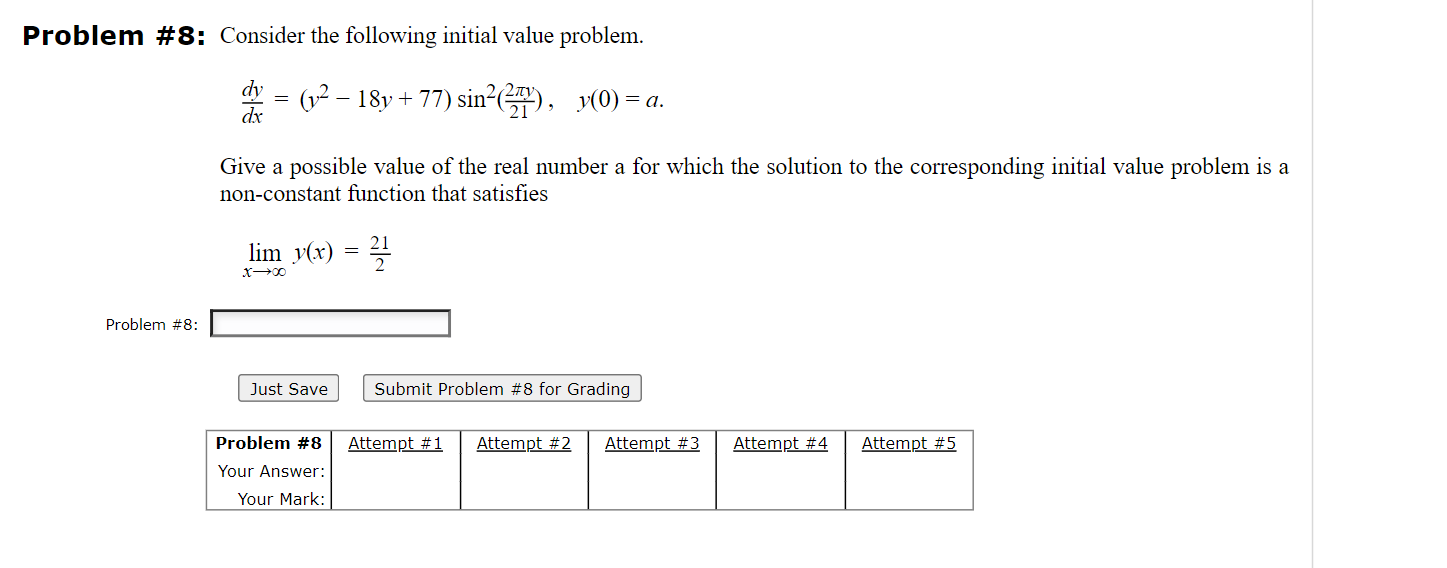 Solved Problem 8 Consider The Following Initial Value 4033