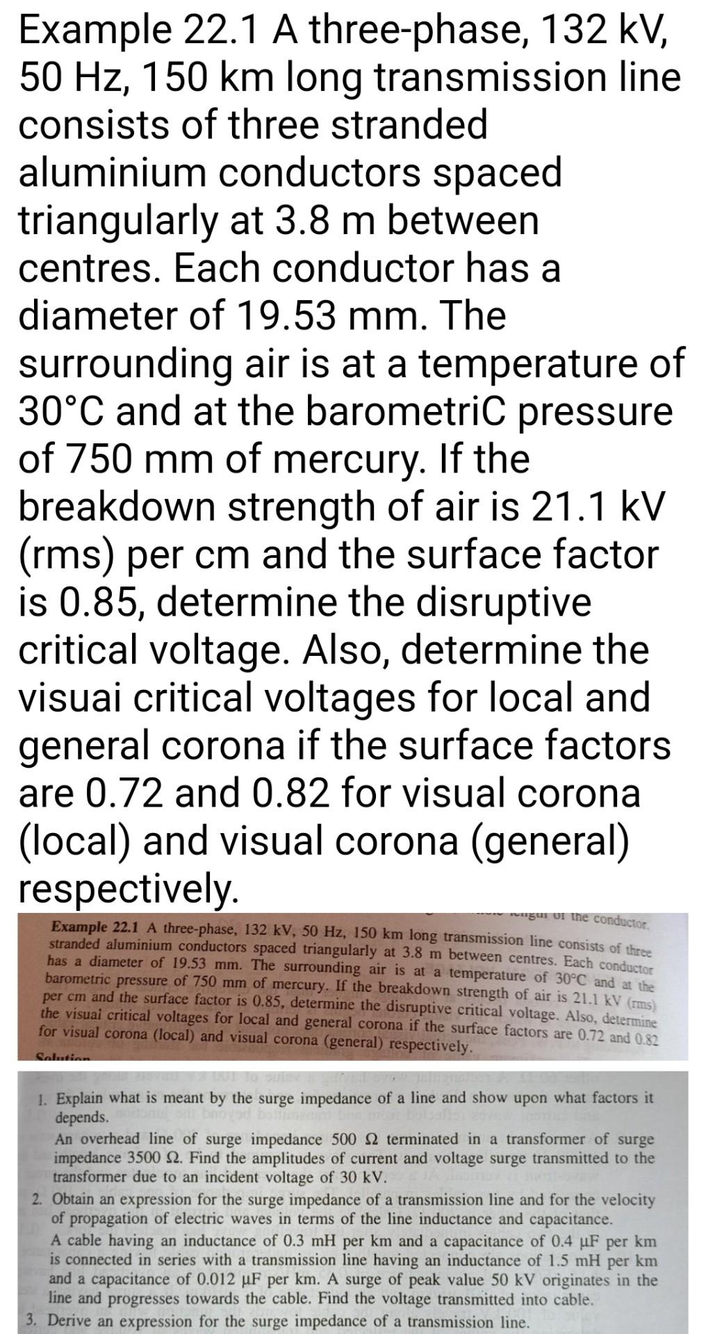 Solved Example 22.1 A three-phase, 132 kV, 50 Hz, 150 km | Chegg.com