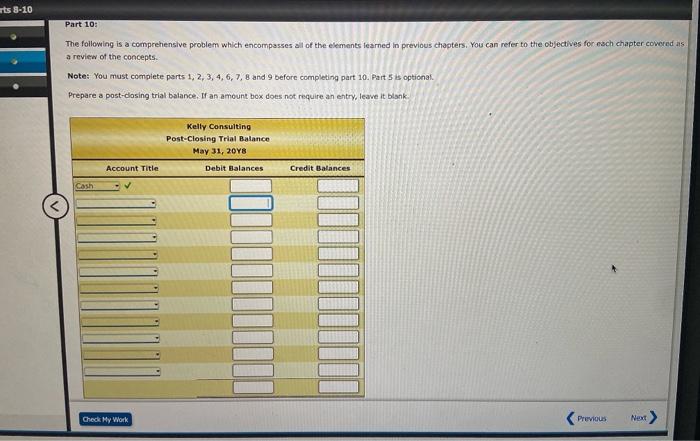 its 8-10 Part 10: The following is a comprehensive | Chegg.com