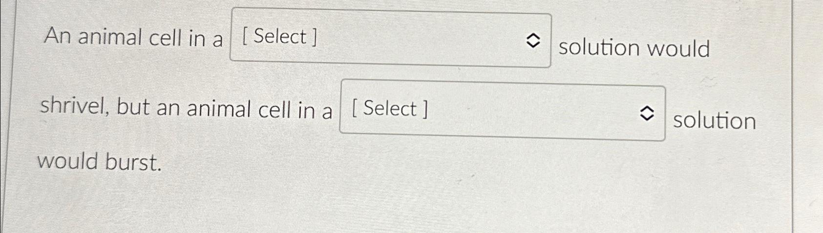 Solved An animal cell in a [ ﻿Select] ﻿solution would | Chegg.com