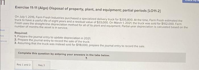 Solved lock my Exercise 11-11 (Algo) Disposal of property, | Chegg.com