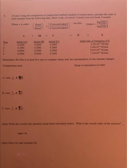 Solved 4. (18 pts) Using the comparison (ar inspection) | Chegg.com