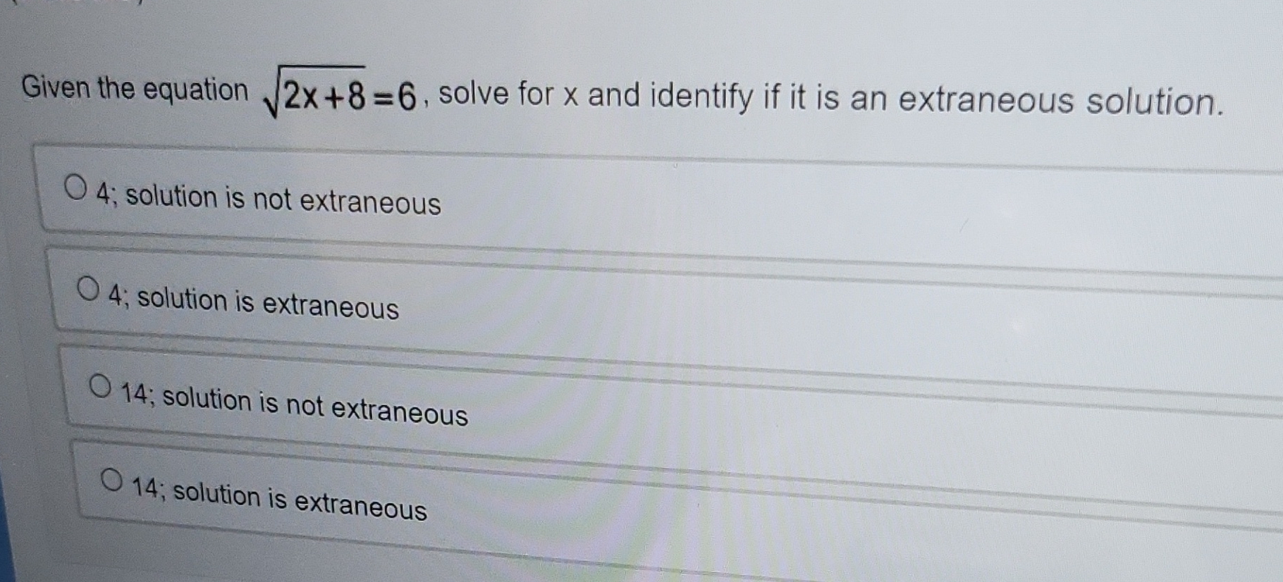 Solved Given the equation 2x+82=6, ﻿solve for x ﻿and | Chegg.com