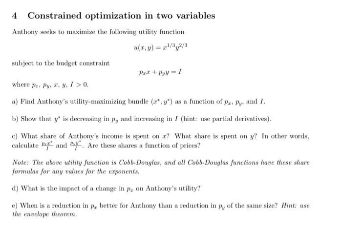 4 Constrained optimization in two variables Anthony | Chegg.com