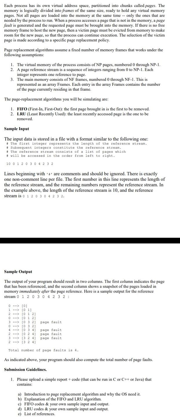Solved Each process has its own virtual address space, | Chegg.com