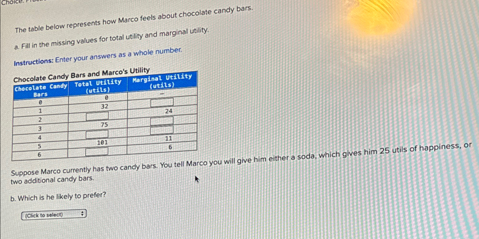 The table below represents how Marco feels about | Chegg.com